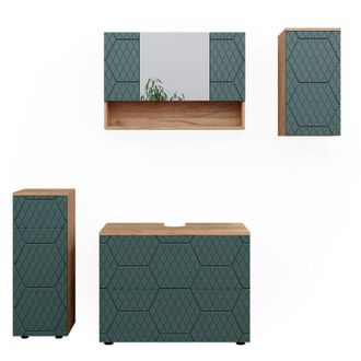 Vicco Ensemble de meubles de salle de bain Irma, Vert, 4 pi&egrave;ces