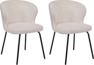 Vente-Unique Vente-unique - Lot de 2 chaises en velours côtelé et métal noir - Crème - relioza