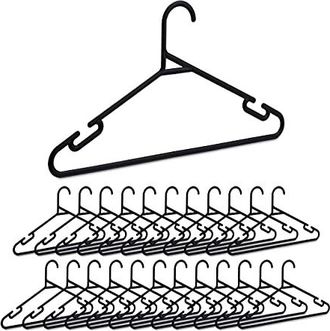 Relaxdays Kleiderb&uuml;gel 24er Set, W&auml;scheb&uuml;gel mit Hosensteg & Einkerbungen, recycelter Kunststoff, platzsparend, schwarz