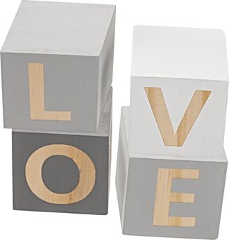 Aboofan 4 Stück Teiliges Love Holzblock Nordic Stil Robuste Natürliche Holzbuchstaben für Wohnraum Langlebig Leicht als Geschenk für Stilvolle Heimdekoration