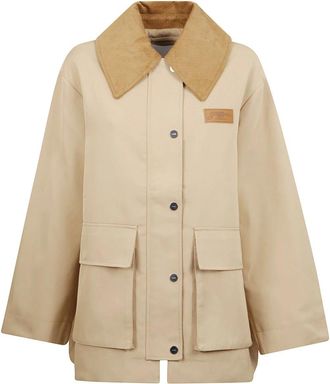 Ganni Femme, Vestes, Beige, Taille: 34/36 FR Camel Twill Midi Jacket