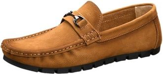 Generic Mocassins Penny pour homme en cuir v&eacute;ritable d&eacute;contract&eacute; &agrave; enfiler - Confortables - Chaussures bateau, marron, 39 2/3 EU