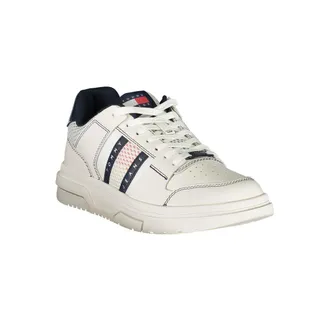 Tommy Hilfiger Contrast-Striped Leather Sneaker - White