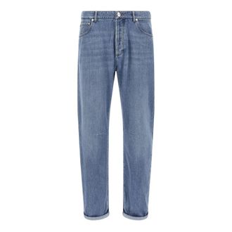 Brunello Cucinelli Logo Stickerei Denim Jeans - - Jeans - Herren - Blau - 2XL