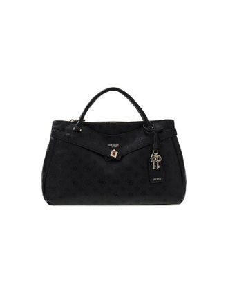 Guess Womens Satchel Bag Black Logo Polyurethane - Satchel-Bags