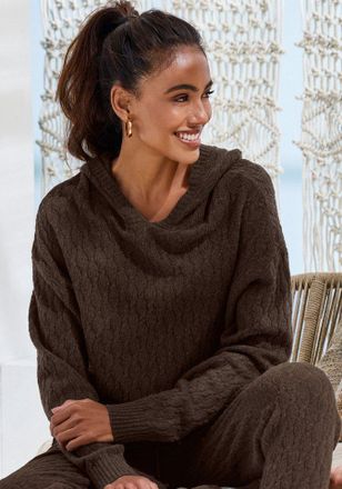 French Connection Kapuzenpullover mit Zopfmuster und Rippb&uuml;ndchen, Loungewear