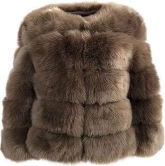 ZhuiKun Manteau en Fausse Fourrure pour Femme Pardessus Court en Fourrure Artificielle Solide Épais Chaud Parka Veste - Style 9, XXL