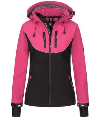 Rock Creek Damen Softshell Jacke Windbreaker Regenjacke &Uuml;bergangsjacke Softshelljacke Damenjacke Regenmantel Outdoorjacke Kapuze D-442 Schwarz 3XL