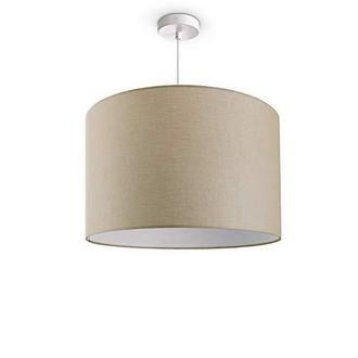 Paco Home Lampe Suspendue Lampe Salon Table &Agrave; Manger Lampe Salle &Agrave; Manger E27 Suspension Monochrome Uni Tissu Lampe LED