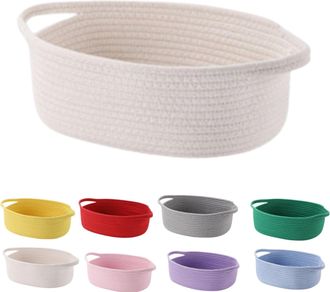 Generic Aufbewahrungskorb Geflochten 20CM*30CM, Wickeltisch Organizer, Baumwolle Strickkorb, Korb Aufbewahrung Klein Körbchen, Dekorative Quadratische Speiche