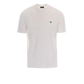 Emporio Armani Homme, Tops, Beige, Taille: 2XL T-shirt en jersey m&eacute;lang&eacute; de lyocell avec broderie aigle en relief