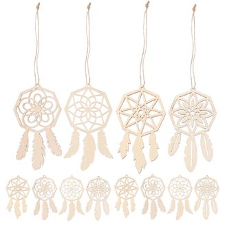 NUOBESTY 40 St&uuml;ck Traumf&auml;nger zum Bemalen Wandbehang mit Fransenband f&uuml;r Schlafzimmer und Wohnraumdeko Langlebige Selbstgemacht Holzanh&auml;nger f&uuml;r Kreative Wandg