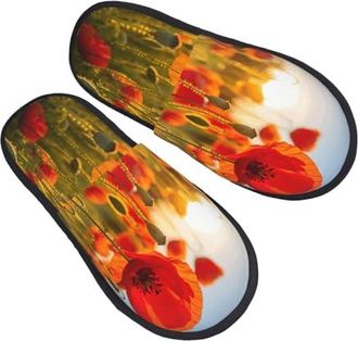 Generic Fleur De Pavot Homme Femme Slippers Chaud Chaussons Confortable Chaussures De Maison Pour Maison Hiver Automne M