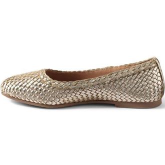 Lands End Geflochtene Ballerinas, Damen, Gr&ouml;&szlig;e:40 regular, Gelb, Leder, by Lands End