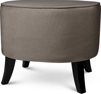 MG Design Ovaler Samt-Hocker 52 x 62 cm in Braun mit Holzbeinen - Gepolsterter Fu&szlig;hocker f&uuml;r Wohnzimmer oder Schlafzimmer