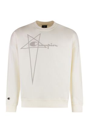 Rick Owens Logo-Embroidered Cotton Sweatshirt - Cream