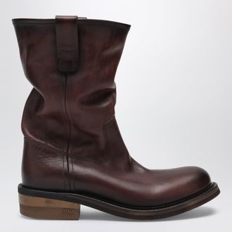 Miu Miu Braune Foule Stiefeletten aus Kalbsleder