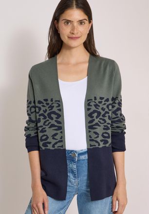 Cecil Strickjacke CECIL, Damen, Gr. XXL (46), gr&uuml;n (dried olive gr&uuml;n), Stoff, 52% Viskose, 28% Polyester, 20% Nylon, gemustert, comfort fit normal, ohne Aus