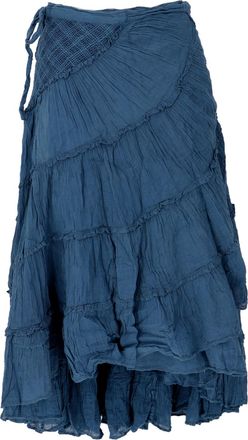 Guru Shop Boho Wickelrock, Krinkelrock, Maxirock, Flamenco Rock - Blau, Damen, Baumwolle