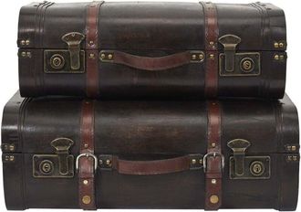 The Home Deco Factory The Home Deco Factory - Set de 2 malles vintages en bois Arthur