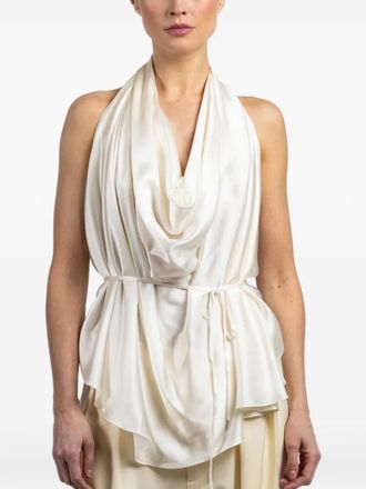 Wardrobe.NYC halter satin blouse - Nude