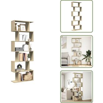vidaXL The Living Store - vidaXL Raumteiler-B&uuml;cherregal 6 Etagen Sonoma-Eiche 70x24x193 cm