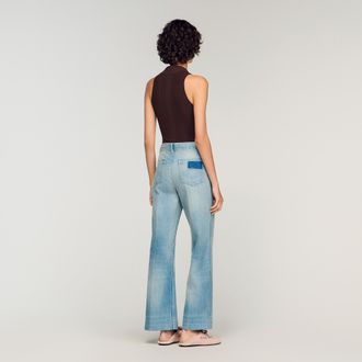 Sandro Jean droit coton d&eacute;lav&eacute; zipp&eacute;