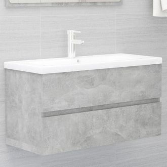 Les Tendances Armoire d&eacute;vier avec lavabo int&eacute;gr&eacute; Gris b&eacute;ton 12