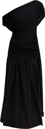 Self Portrait Femme, Robes, Noir, Taille: 38 FR Cotton Draped Knit Midi Dress