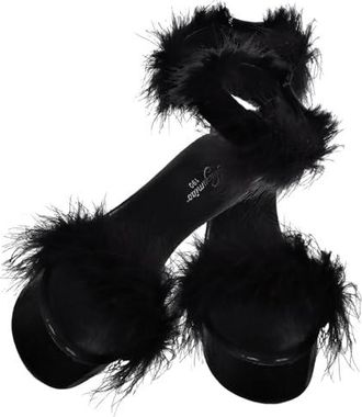 Yardwe Sandales &agrave; Talons Hauts pour Femmes, Synth&eacute;tique, Plateforme Antid&eacute;rapante, Usage Estival, Taille 41, Couleur Noire