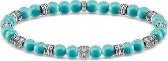 Thomas Sabo Thomas Sabo Herren Armband Talisman türkis, aus polierten imitierten Türkis Perlen, geschwärzten 925er Sterlingsilber Elementen, Länge: 15,5 cm, A1923