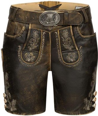 N&uuml;bler Trachtenlederhose N&Uuml;BLER Lederhose Hotpant Zelda, Damen, Gr. 4,5, EURO, braun, Obermaterial: 100% Lammleder LEL., Hosen, Topseller