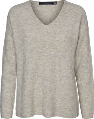 Vero Moda Strick Pullover V-Ausschnitt Langarm Sweater Knitted Jumper VMCREWLEFILE