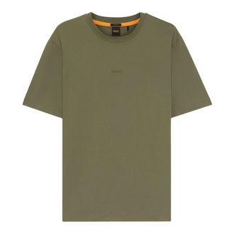 HUGO BOSS Homme, Tops, Vert, Taille: XS T-shirt en coton stretch avec logo en couches