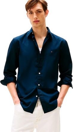 Tommy Hilfiger Herren CORE Flex POPLIN Solid RF Shirt MW0MW39988 L/S Shirt, Blau, S, Blau (Desert Sky), S