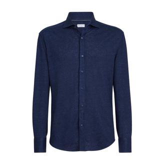 Brunello Cucinelli Homme, Chemises, Bleu, Taille: S Casual Shirt