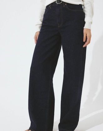 NA-KD Alley - Jean large &agrave; taille haute - Brut-Bleu