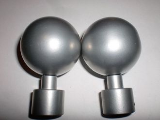 mydeco Endstück, Endkappe Ball-Classic für Gardinenstangen silber 2 Stück ø 16 mm
