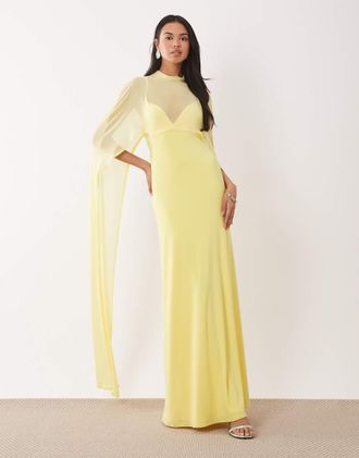 Asos Maxikleid in Zitronengelb mit stilvollem Cape