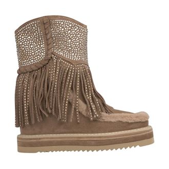 Alma En Pena Stiefelette mit Fransen aus Fell - - Shoes - Damen - Braun - 41 EU