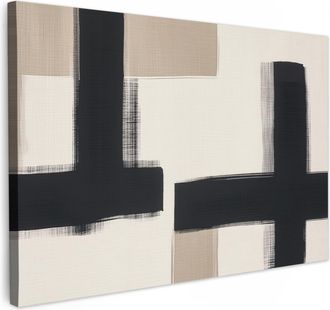 MuchoWow &copy; Leinwandbilder 60x40 cm Wall Art Decoration Bilder f&uuml;r die Wand Schlafzimmer Deko Canvas Painting Wanddekoration Wohnzimmer Schwarz - Abstrakt - Jap