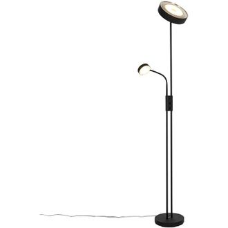 QAZQA Kelso - led Dimmable Lampadaire avec lampe de lecture variateur inclus - 2 lumi&egrave;re - h 180 cm - Noir - R&eacute;tro - &eacute;clairage int&eacute;rieur - Salon i Chambre