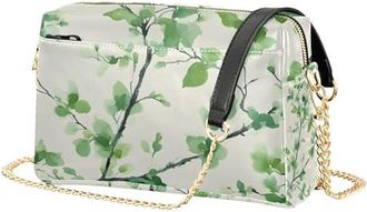Mnsruu Sacs à bandoulière pour femme, sac à main en cuir avec feuilles vertes et branches