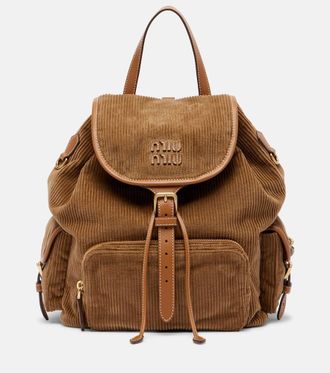 Miu Miu Rucksack aus Cord mit Leder