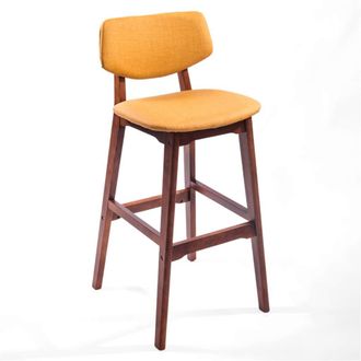 Generic 25/29 Zoll Barhocker mit Fu&szlig;st&uuml;tze und Gebogener Sitzfl&auml;che f&uuml;r K&uuml;che, Kneipe, Caf&eacute; | Maximale Belastbarkeit: 200 Kg | Braune Holzbeine