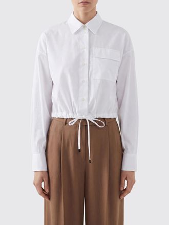 Brunello Cucinelli Chemise relaxed fit en popeline de coton avec cordon de serrage