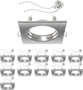 LEDs Com 12 Stück Deckeneinbaurahmen RIR Einbaurahmen chrom matt eckig (LED/Halogen/MR16/50mm) inkl. GU5.3 Fassung
