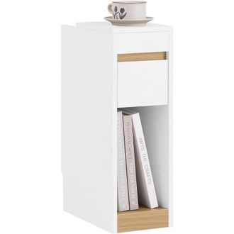 SoBuy Tables de Nuit avec Dessus Amovible et Tiroir, Table dAppoint &Eacute;troite pour Canap&eacute;, Tables de Nuit pour Chambre et Salon, Table &Eacute;troite Haute Blanche
