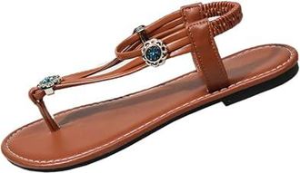 Generic Sandales plates l&eacute;g&egrave;res et d&eacute;contract&eacute;es pour femme - &Eacute;l&eacute;gantes - Respirantes - Classiques - Confortables - &Eacute;l&eacute;gantes - Avec sangle &eacute;lastique - Pour l