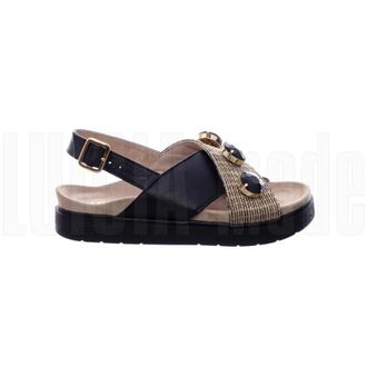 INUIKII Raffia Stone Stilvolle Sommer Sandalen - - Shoes - Damen - Mehrfarbig - 37 EU